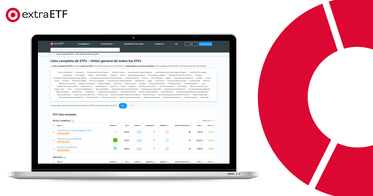 Lista completa de ETFs – Visión general de todos los ETFs | extraETF
